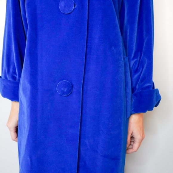 Vintage | Jackets & Coats | Vintage 6s Cerulean Royal Blue Velvet ...